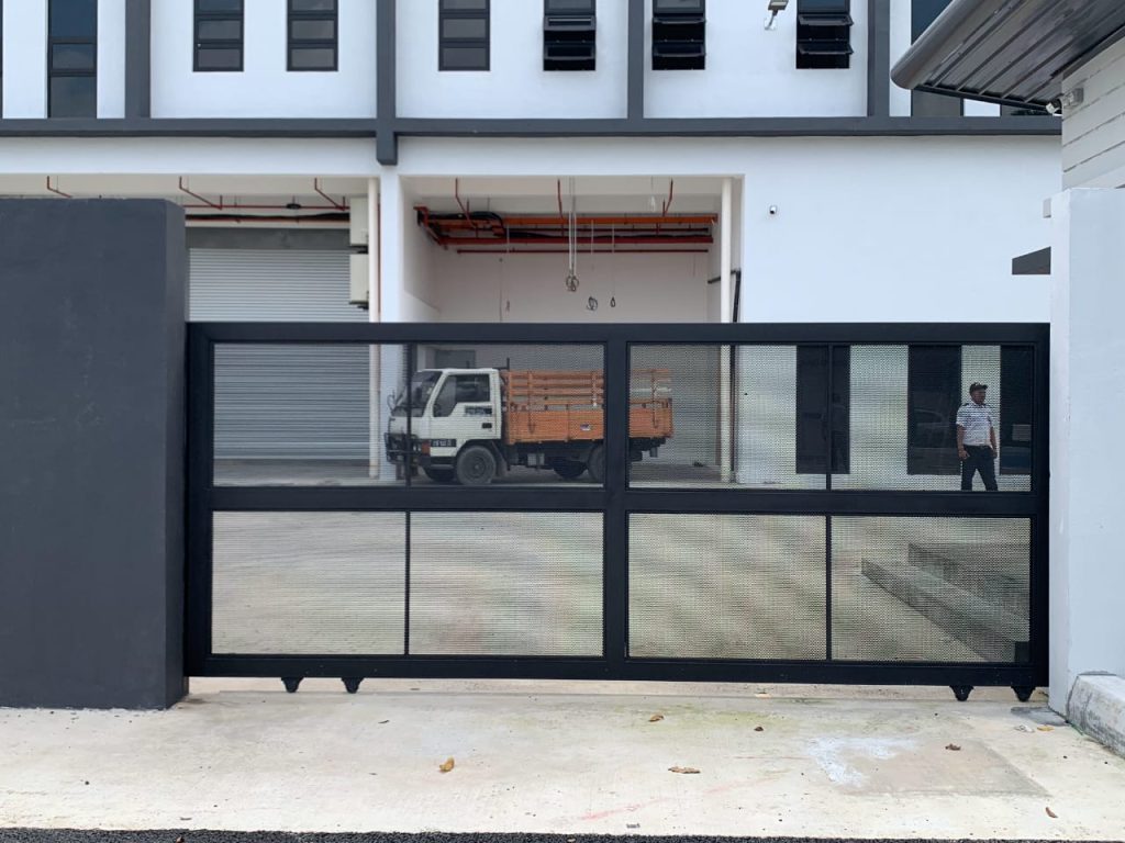 gate- 5 Mild Steel Perforated Plate Sliding Gate - Matric Services